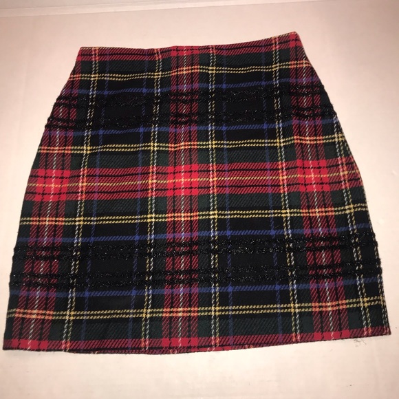 J. Crew | Skirts | J Crew Red Holiday Plaid Wool Luxe Short Skirt With Sparkle Sz 4 | Poshmark